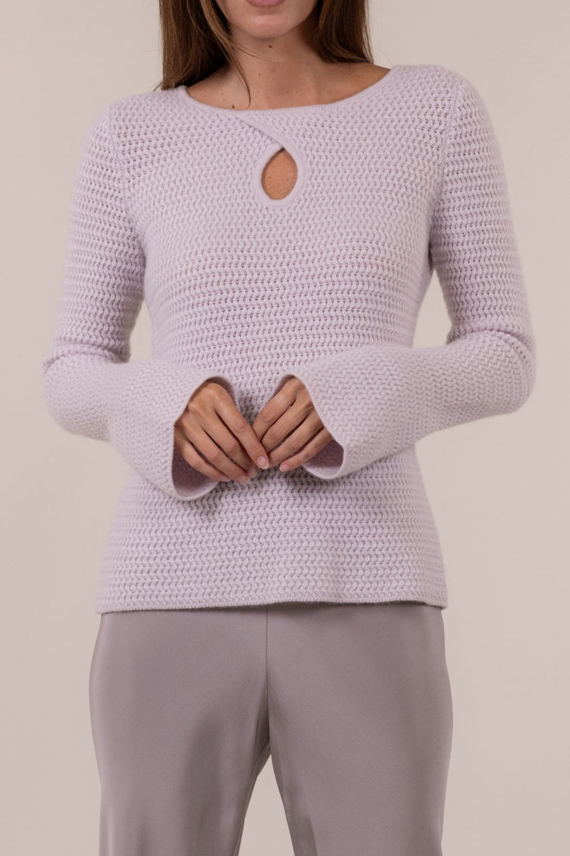 Women's Sustainable Cashmere Textured Keyhole Top | TSE